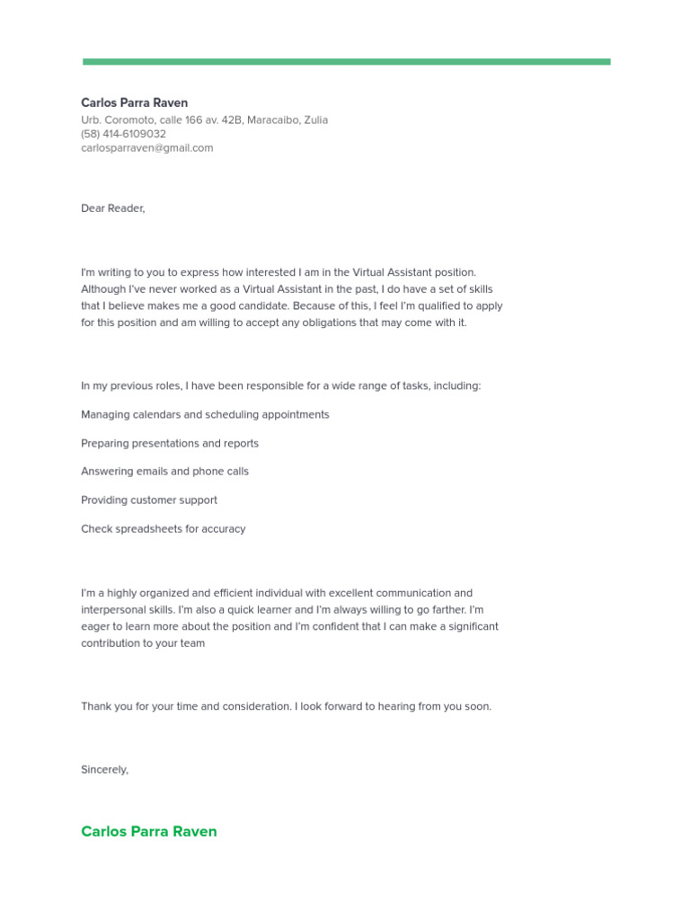 Valatam Cover Letter. | PDF