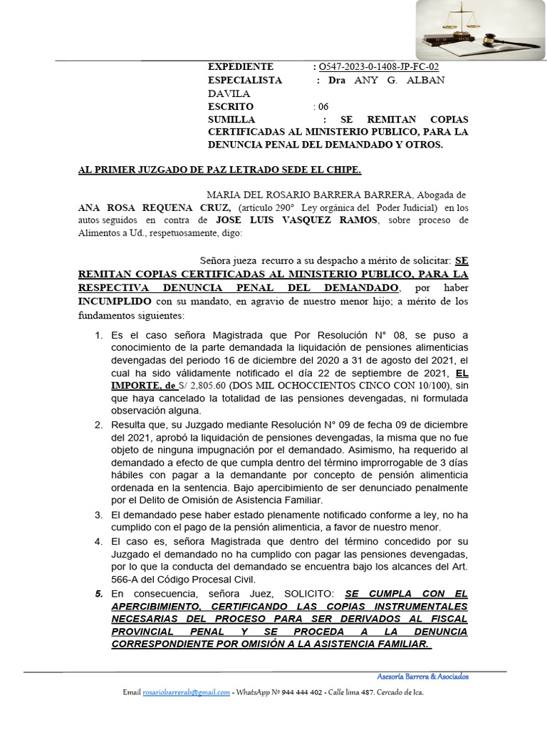 Se Remitan Copias Certificadas Al Ministerio | PDF | Demanda judicial ...