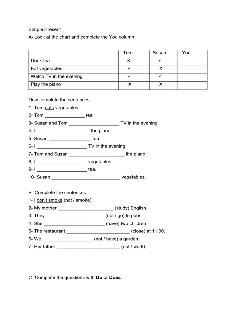 Simple Present | PDF | Lunch | Food And Drink