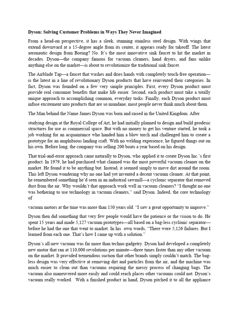 Case Study - Dyson | PDF | Vacuum Cleaner | Manufactured Goods