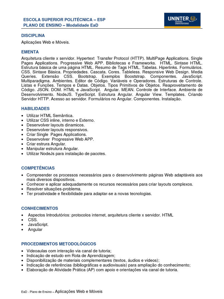 Aplicacoes Web e Moveis | PDF | Script Java | Html Aplicacoes Web e Moveis | PDF | Script Java | Html