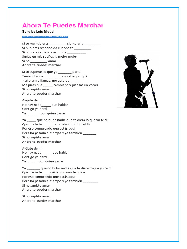 Letra y análisis de "Ahora te puedes marchar" | PDF | Lingüística ...