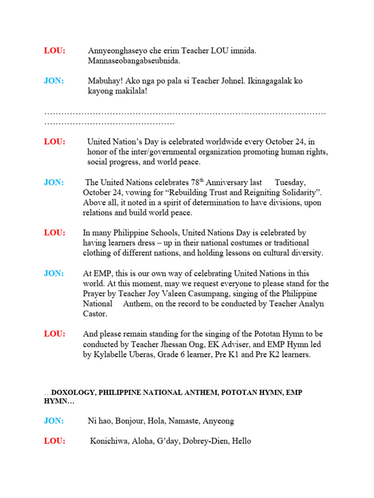 U.N Host Speech | PDF