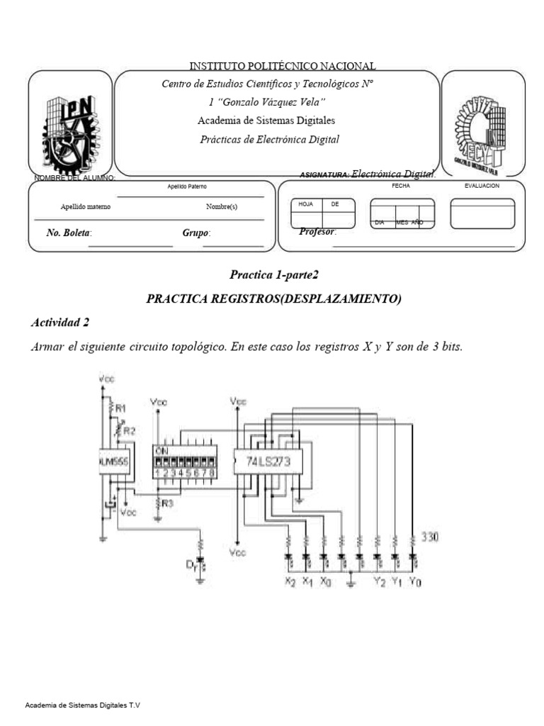 Practica 1 Registros (Proteus) - Parte2 | PDF | Ingeniería Electrónica | Electricidad