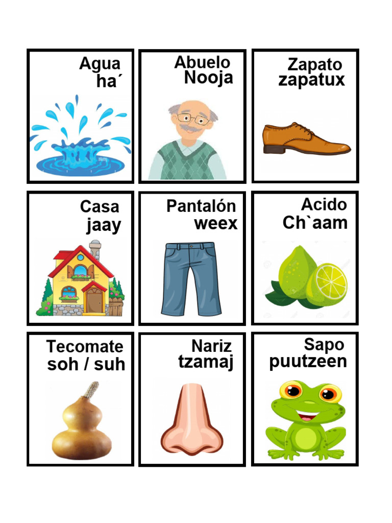 Vocabulario básico en poqomam | PDF