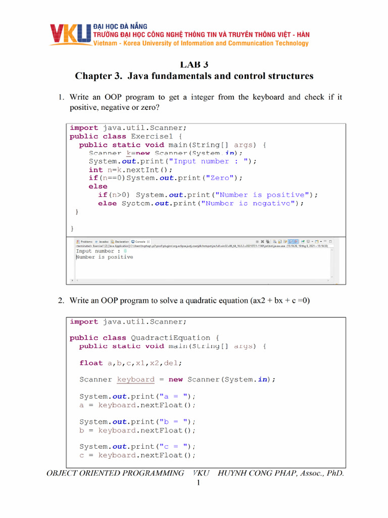 Lab3. Java Fundamentals and Control Structures | PDF