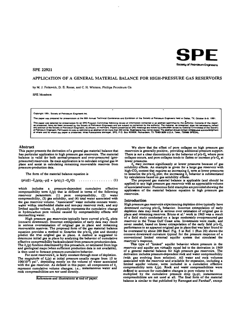 1991 SPE22921 Fetkovich Reese Whitson GAS | PDF | Porosity | Petroleum ...