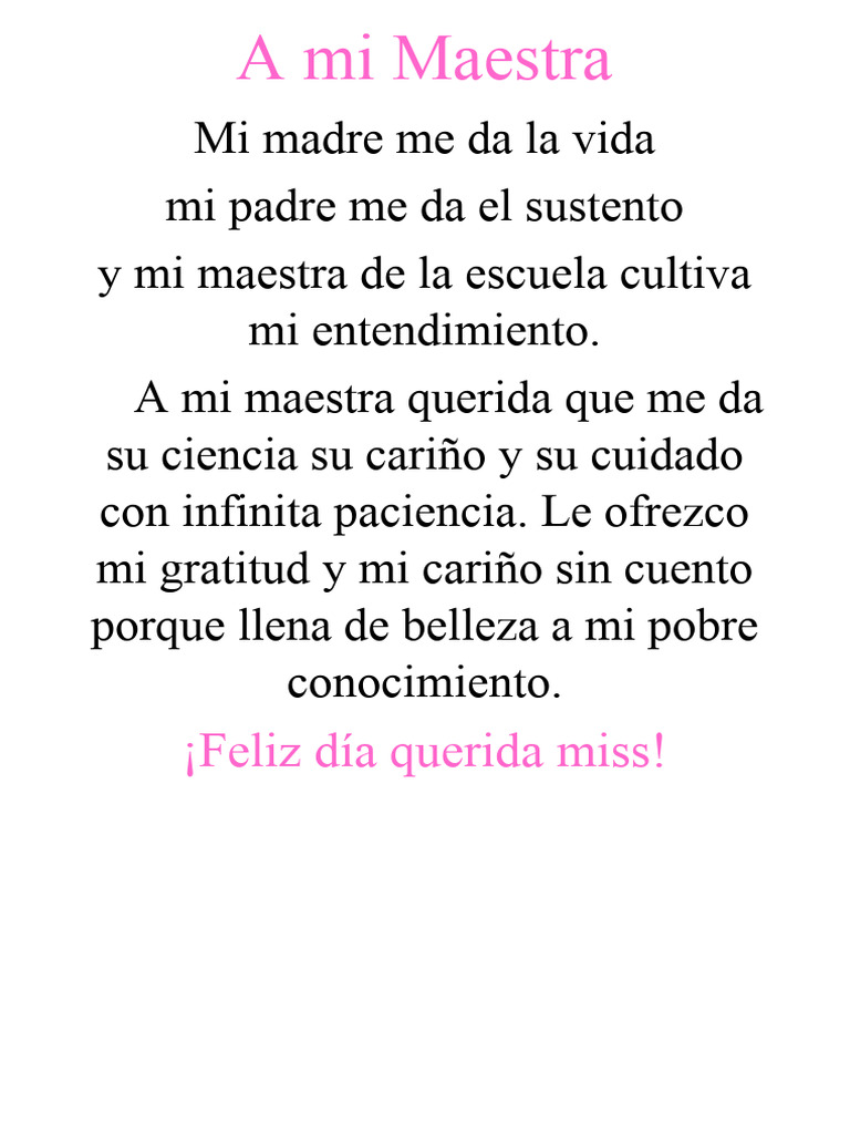 Poema para mi maestra querida | PDF