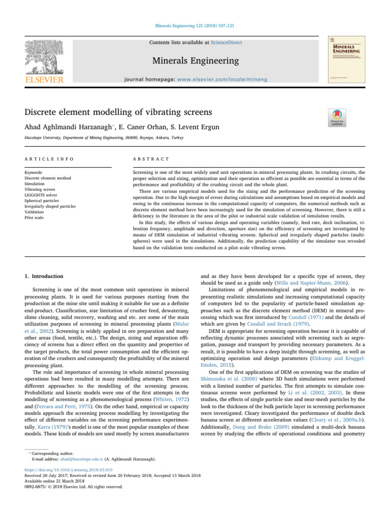 Discrete Element Modelling of Vibrating Screens | PDF | Simulation ...