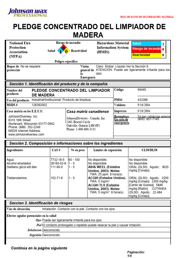 Pledge Madera | PDF | Agua | Toxicología