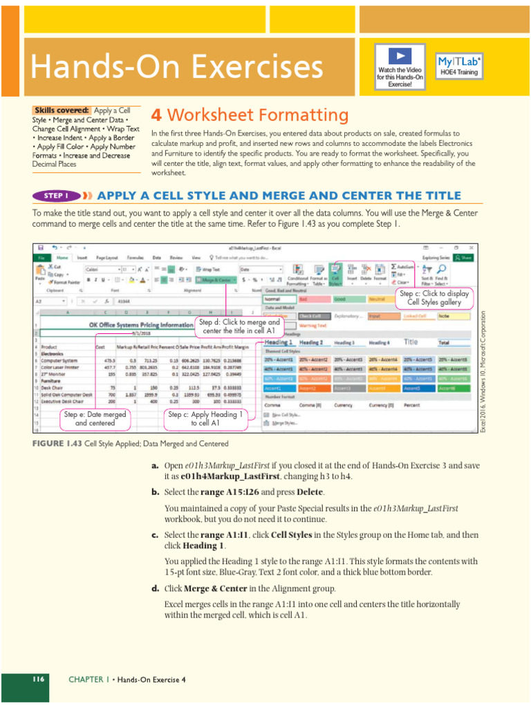 Ch1.4 Worksheet Formatting | PDF | Microsoft Excel | Worksheet