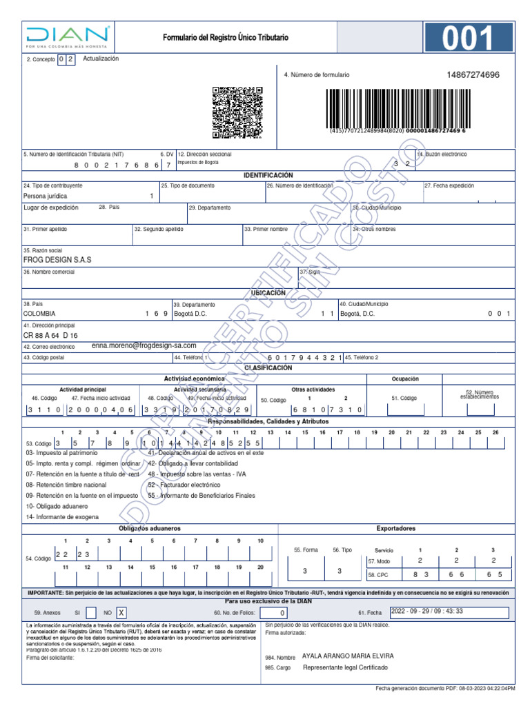 Rut Frog Design Sas | PDF | Economias | Business