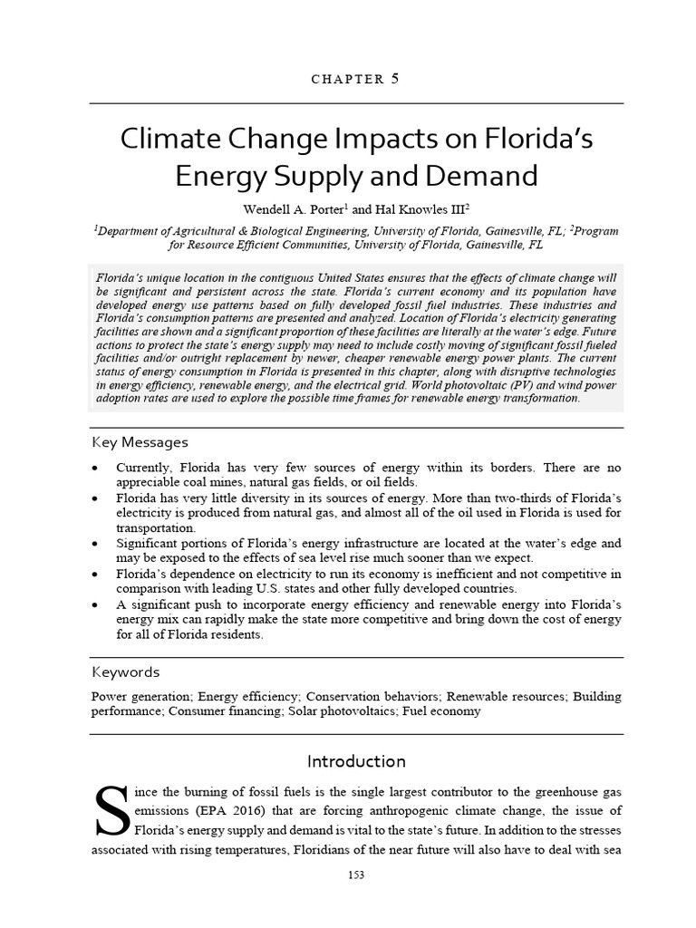 Chapter 5 - Climate Change Impacts On Florida's Energy Supply and ... Chapter 5 - Climate Change Impacts On Florida's Energy Supply and ...