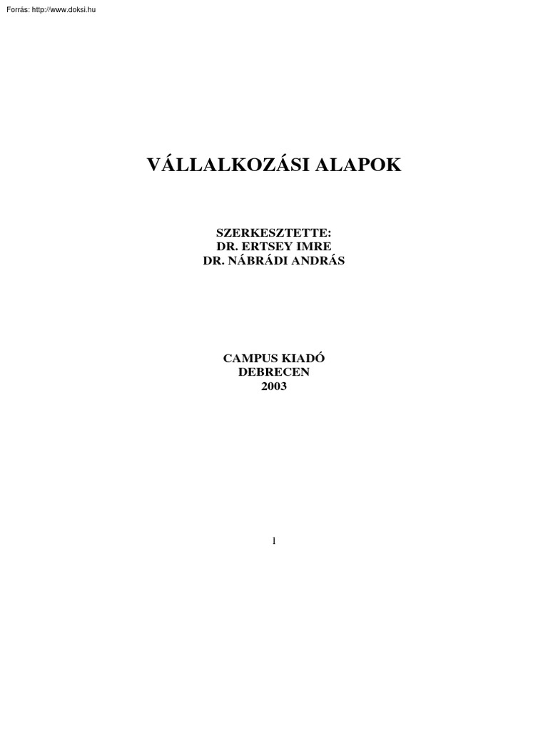 Ertseynabradi Vallalkozasi Alapok | PDF