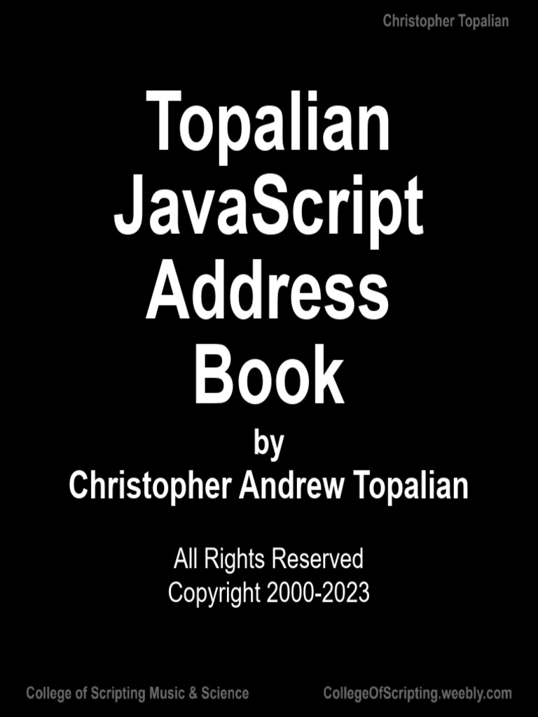 Topalian JavaScript Address Book by Christopher Topalian | PDF | Graphic Design | Typography