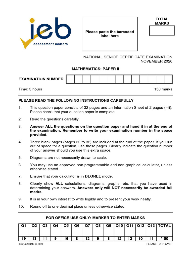 Mathematics P2 2020 | PDF | Circle | Geometry