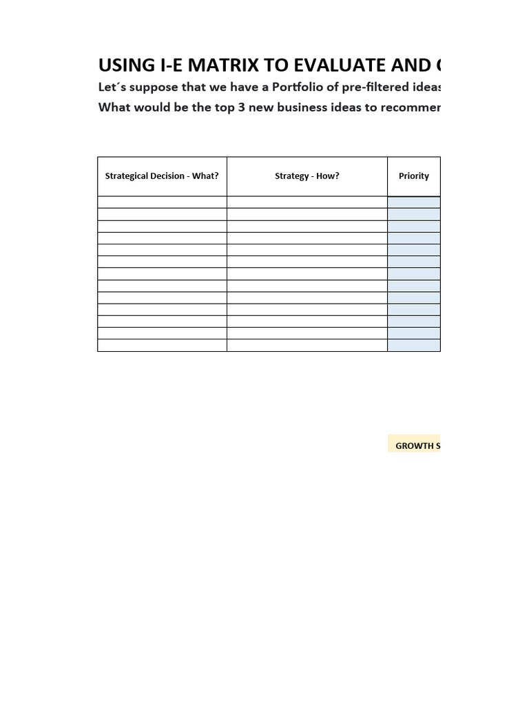 Example of IE Matrix For New Businesses TEMPLATE (ENG) | Download Free ...