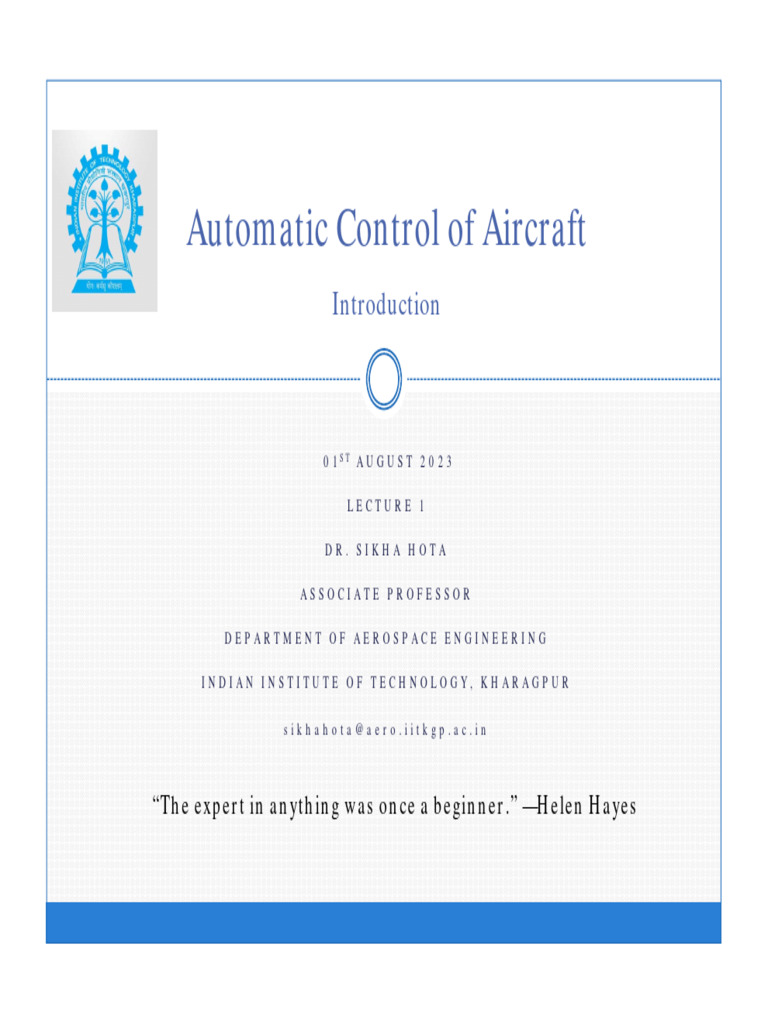 ACAFT L01 Introduction | PDF | Control Theory | Systems Engineering