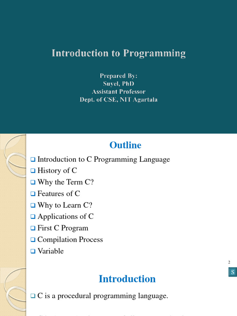 Class 7 (Introduction To C) | PDF | C (Programming Language) | Programming