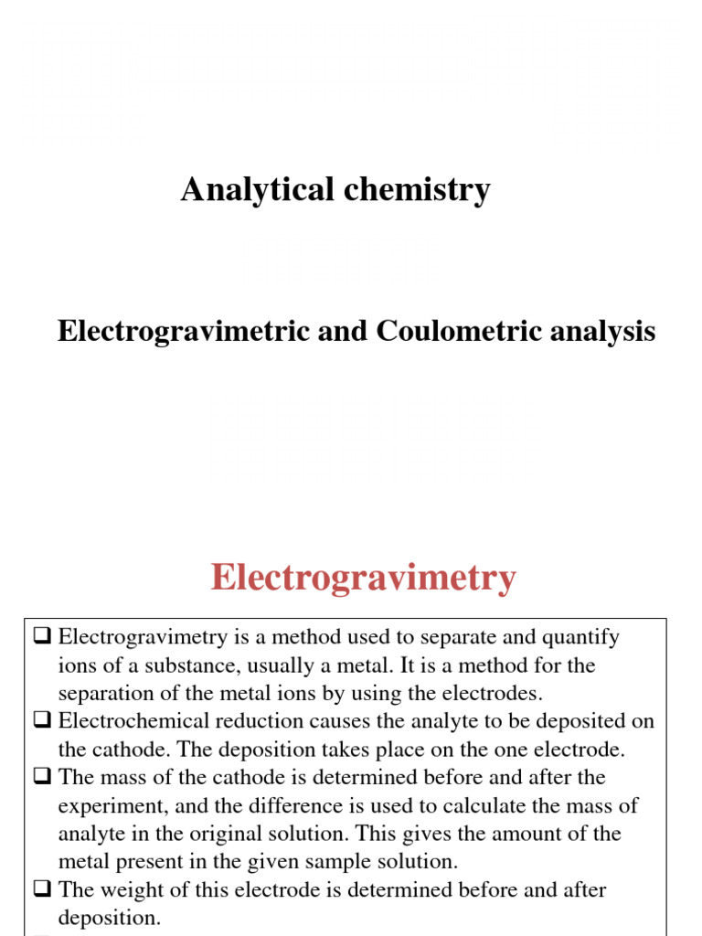 Electrogravimetry 1 | PDF | Electrochemistry | Chemistry