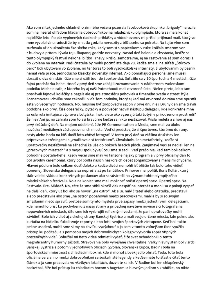 EYOF, The Biggest Sport Tournament in Slovakia | PDF