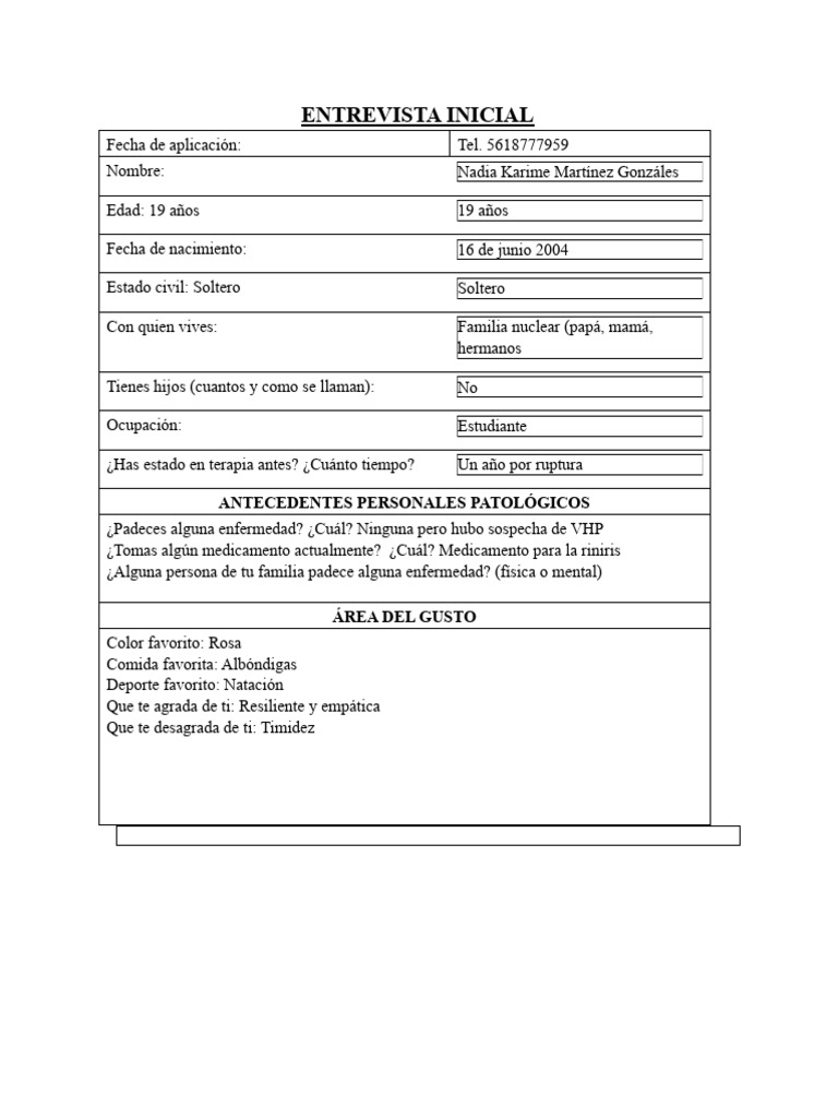 Entrevista Inicial | PDF