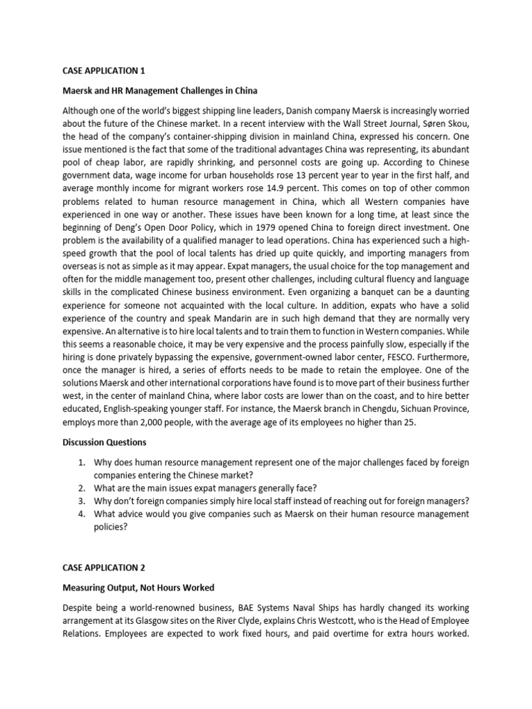 Case Application - Ch12 | PDF | Employment | Human Resource Management