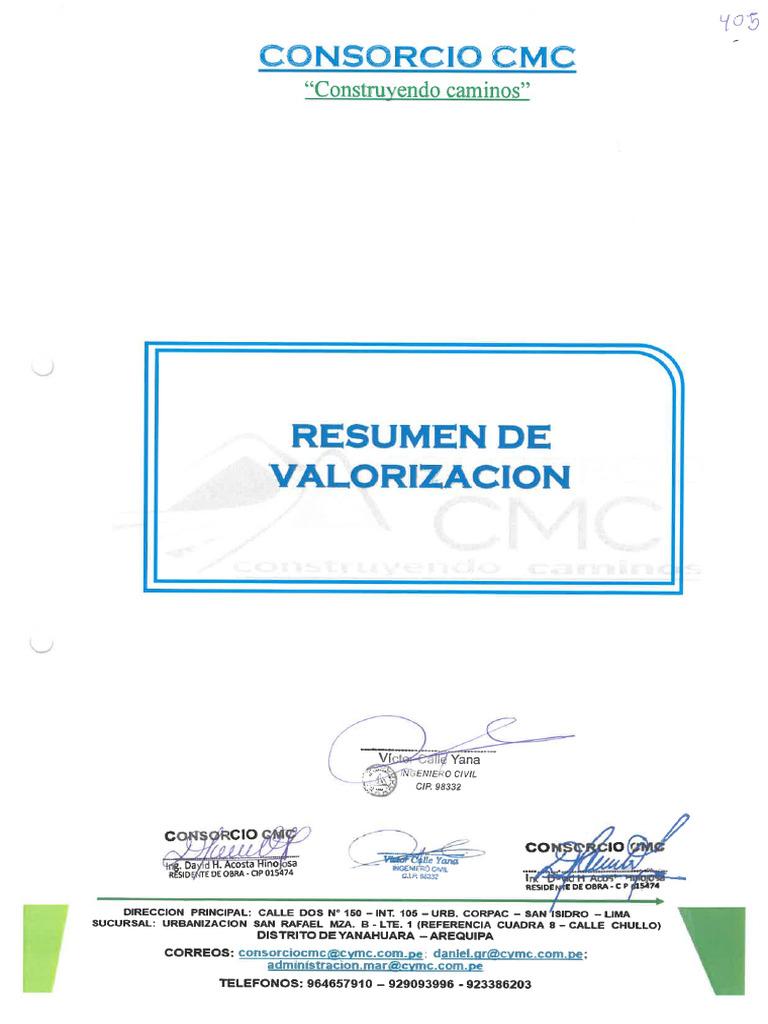 Resumen de Valorizacion | PDF
