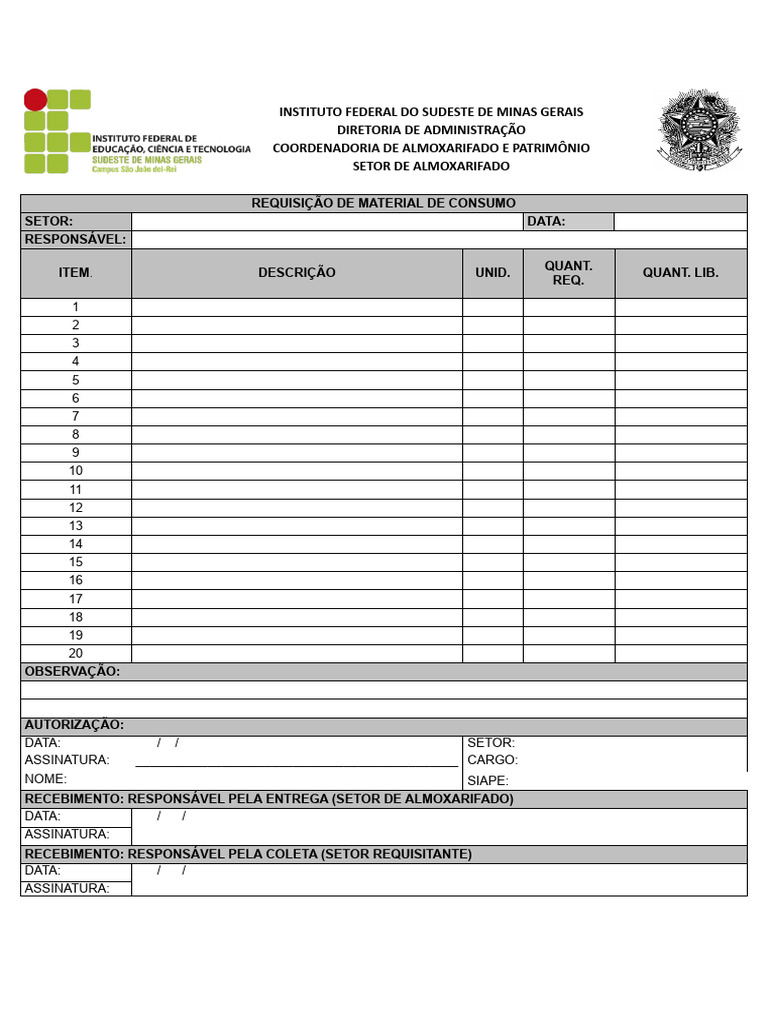 Requisicao de Material de Consumo 0 | PDF Requisicao de Material de Consumo 0 | PDF