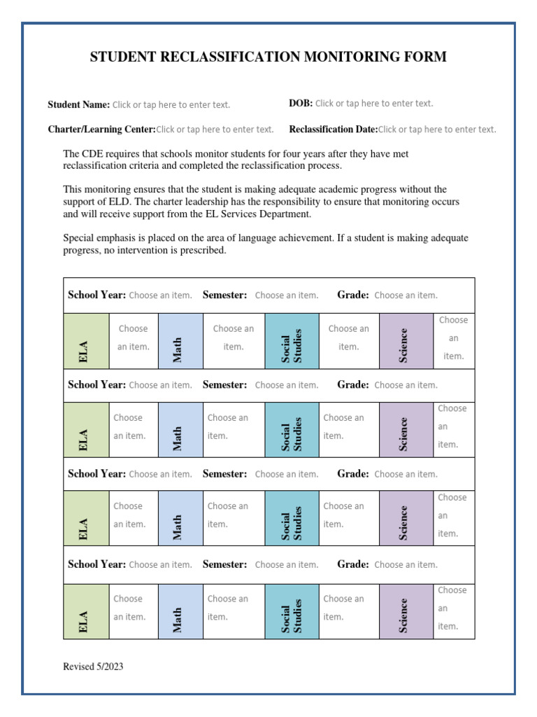 2023-2024 reclassification monitoring form | PDF