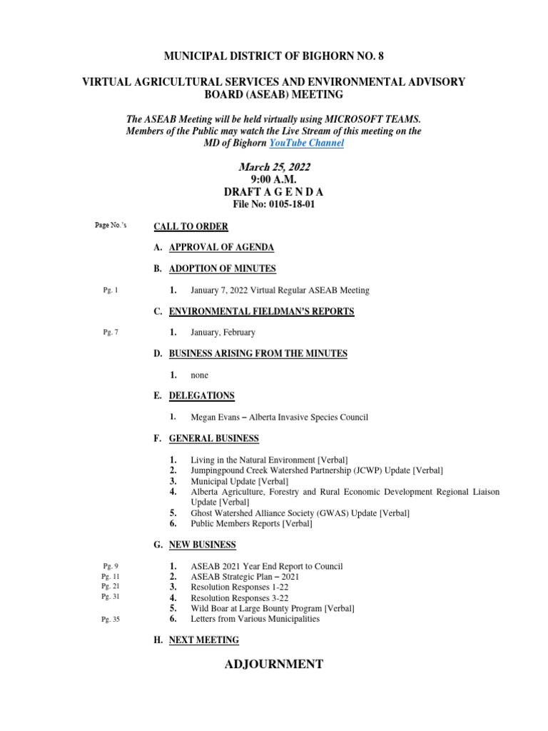 Municipal District of Bighorn No. 8 Virtual Agricultural Services and ...