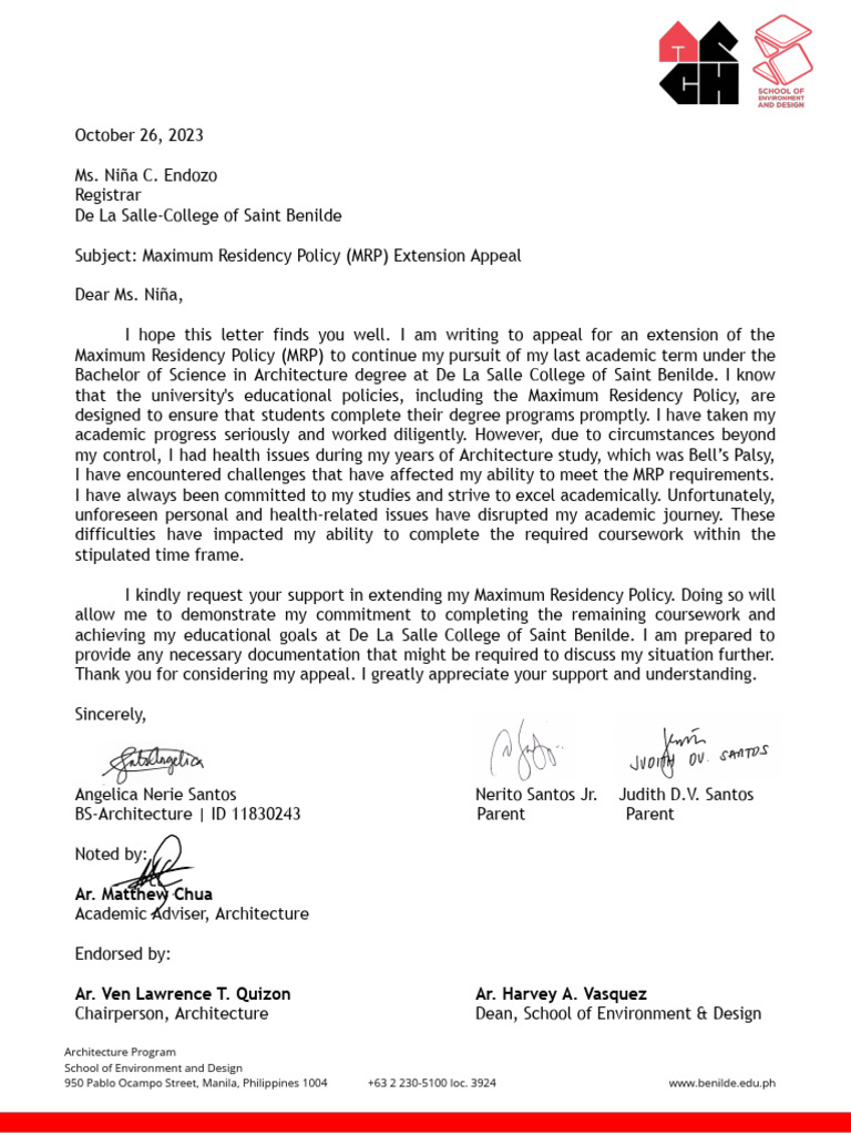 Sed-Architecture - MRP Letter (Santos, Angelica Nerie - Id 11830243) | PDF