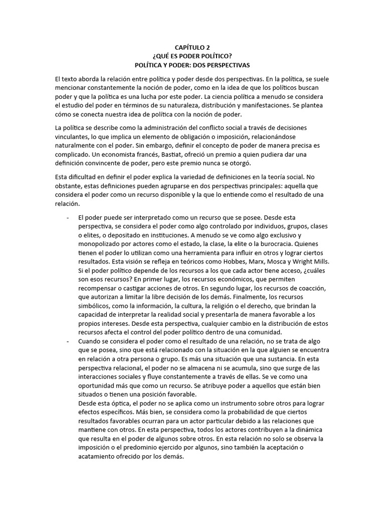 5 CAPÍTULO 2 Vallés + Weber - Que Es El Poder Politico | PDF | Político | Gobierno