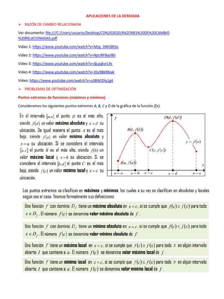 Aplicaciones de La Derivada | PDF | Optimización Matemática | Variable (Matemáticas)
