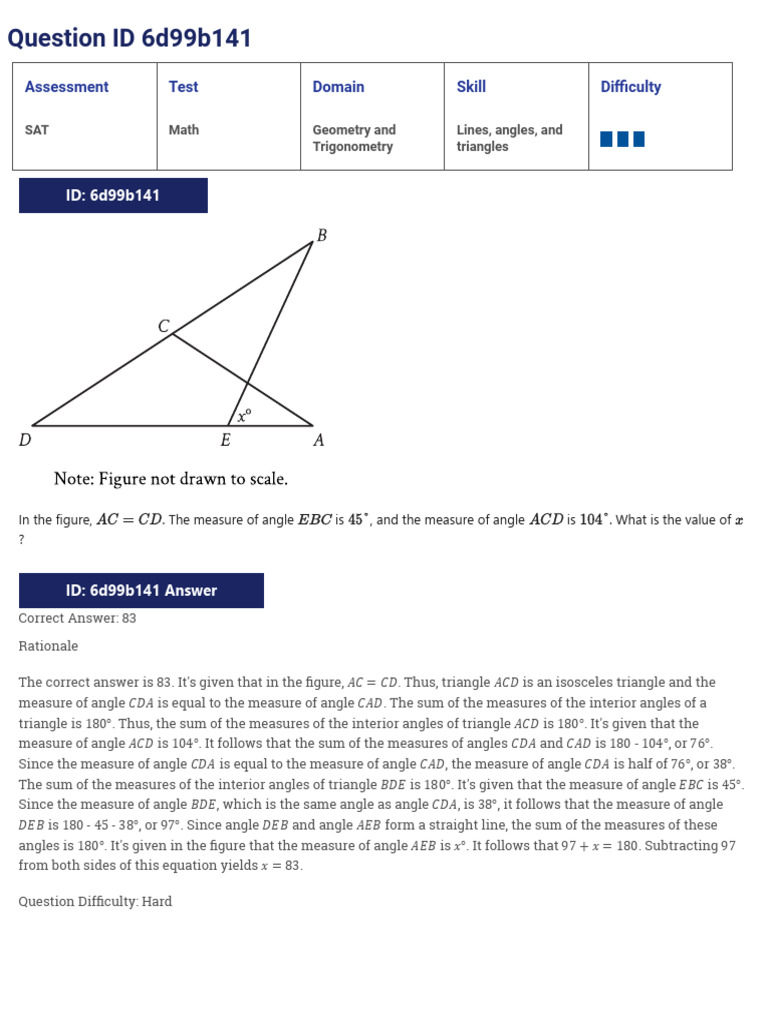 SAT Geometry & Trigonometry Practice | PDF | Triangle | Trigonometry