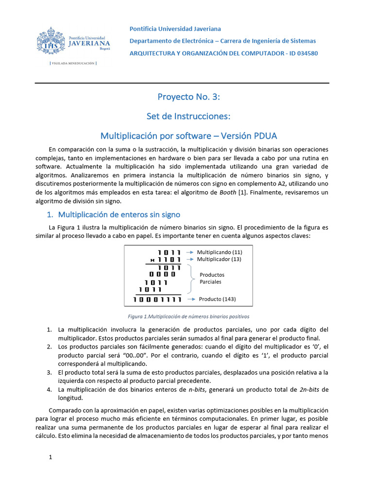 Proyecto3 Multiplicacionporsoftware | PDF | Unidad Central de procesamiento | Multiplicación
