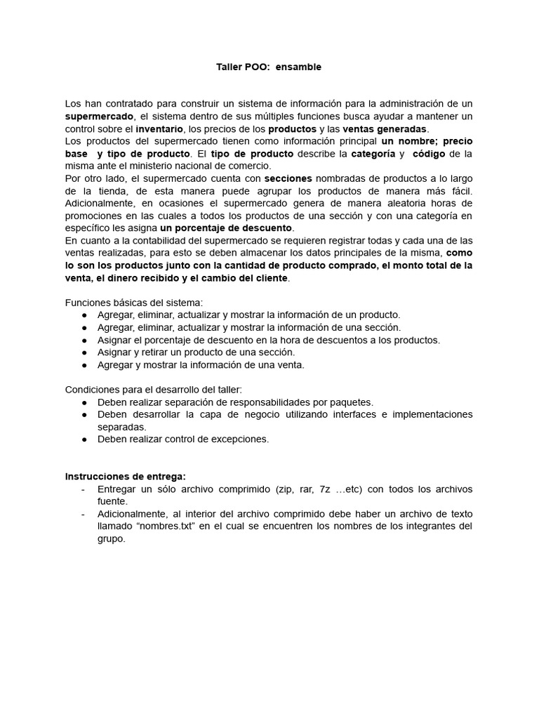 Taller POO - Ensamble | PDF | Informática