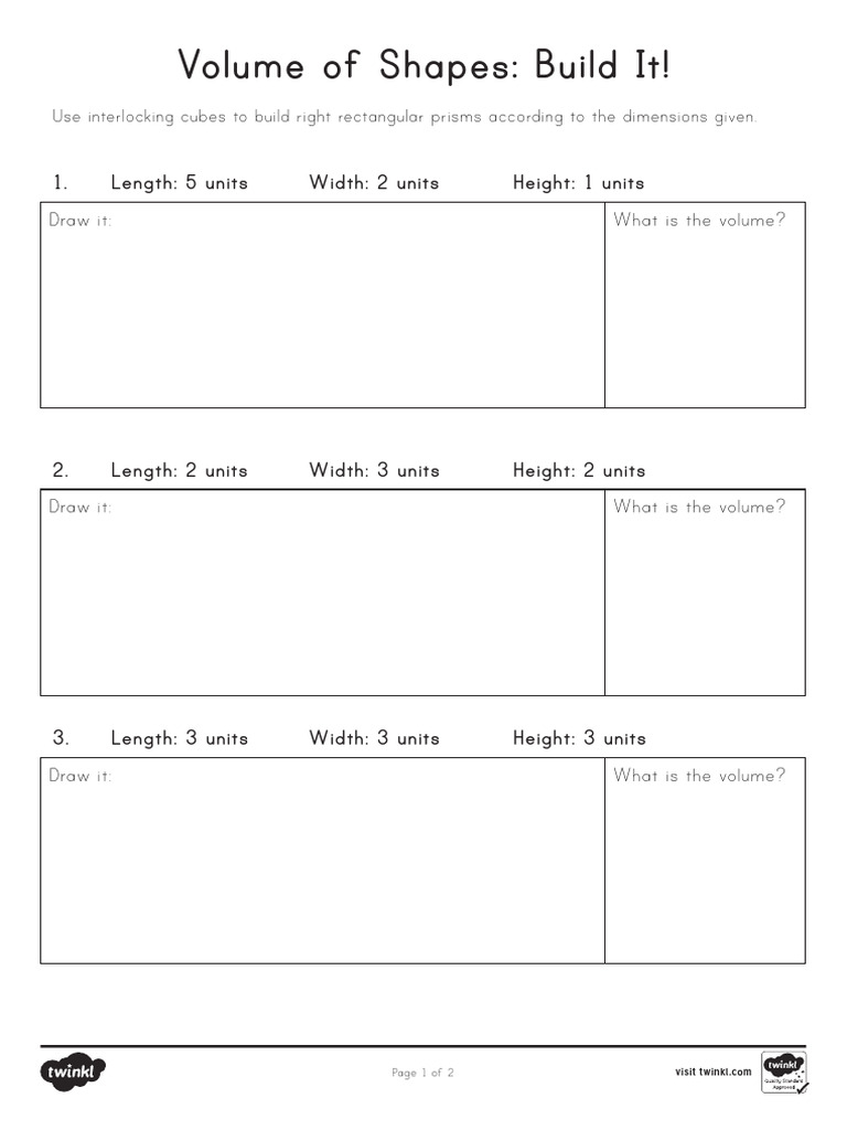 Volume-Of-Shapes-Build-It-Activity With Answers | PDF | Length | Volume