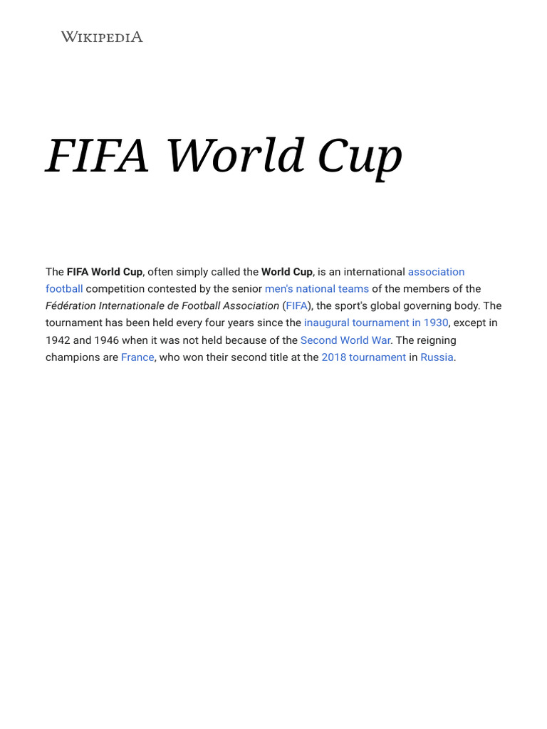 FIFA World Cup | PDF | Fifa World Cup | Fifa Competitions