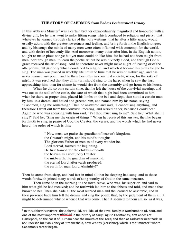 The Story of Caedmon | PDF