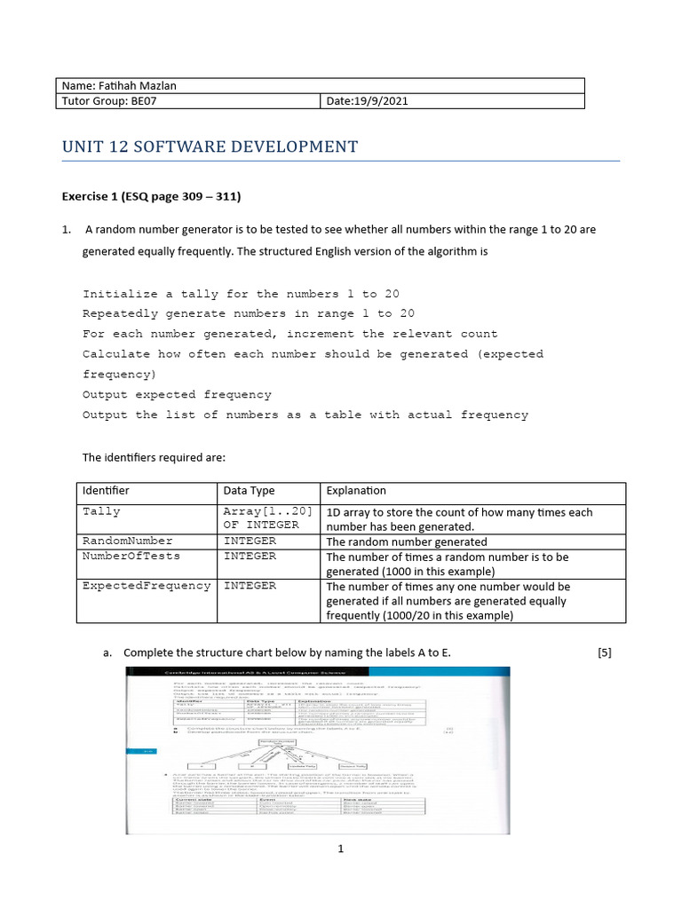 Exercise 1 Unit 12 13092021 - Fatihah | PDF | Numbers | Mathematical Logic