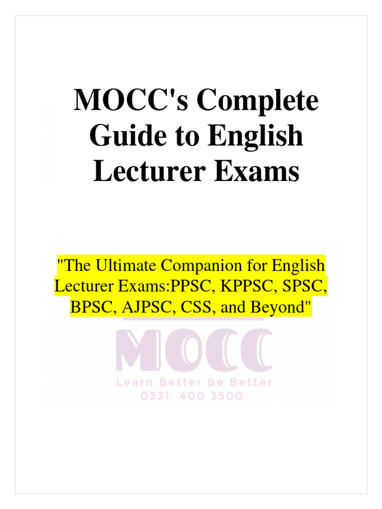 MOCC's Complete Guide To English Lecturer Exams | Download Free PDF ...