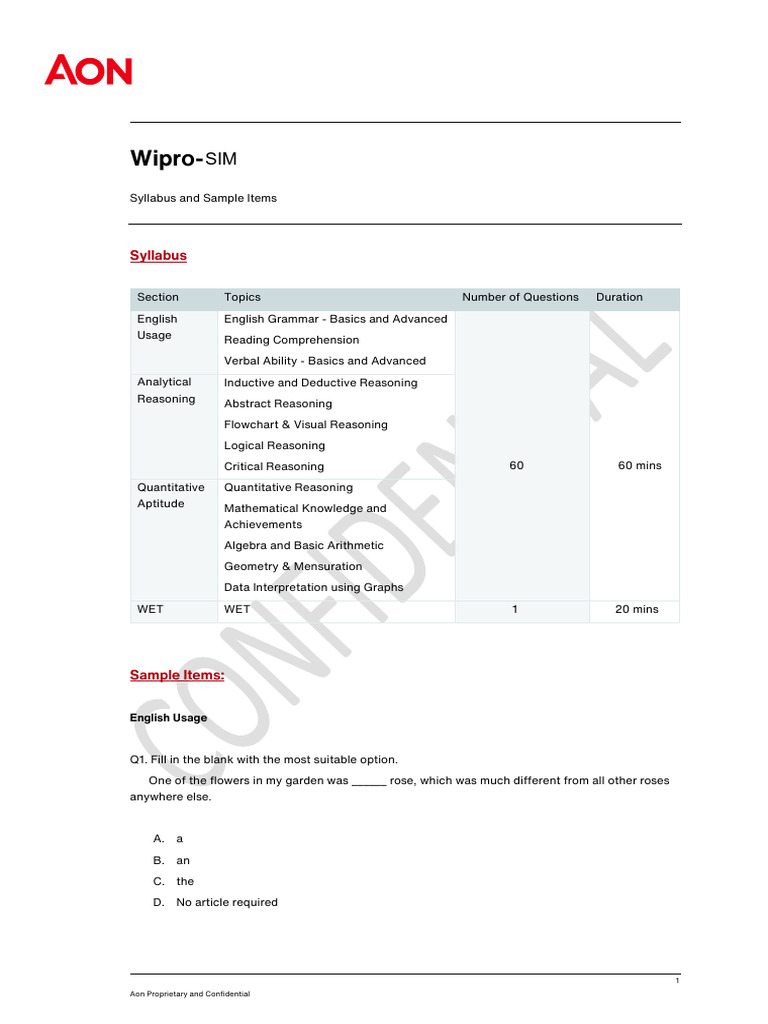 Wipro - SIM 2023 - Sample QP | PDF | Recycling | Mathematics