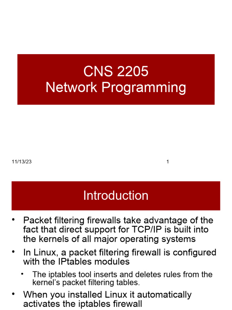 Lecture 8a - Firewalls | PDF | Internet Protocols | Computer Network