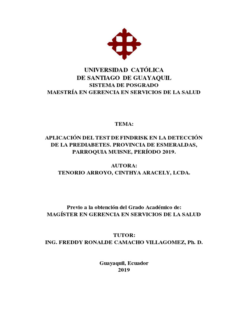APLICACIÓN DEL TEST DE FINDRISK EN LA DETECCIÓN- SANTIAGO | PDF ...