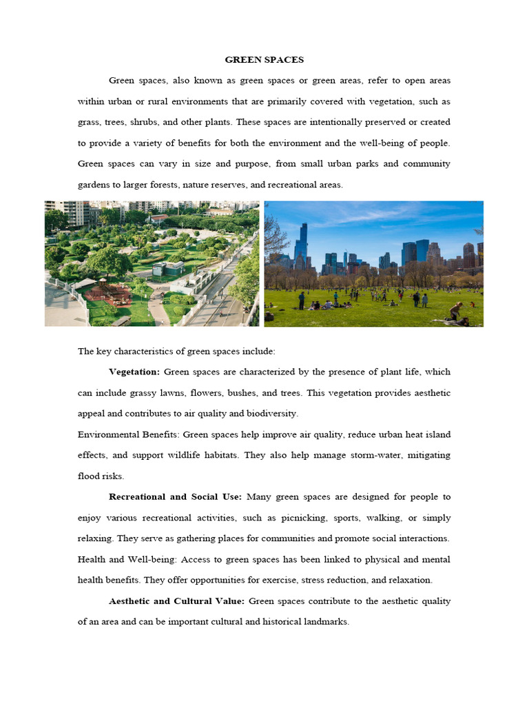 Green Spaces | PDF | Parks | Environmental Science