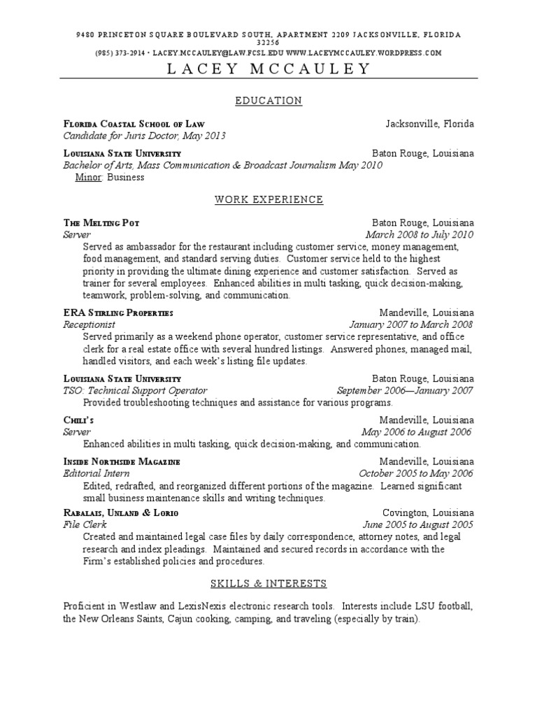 Lacey McCauley Resume Overview | PDF | Social Science