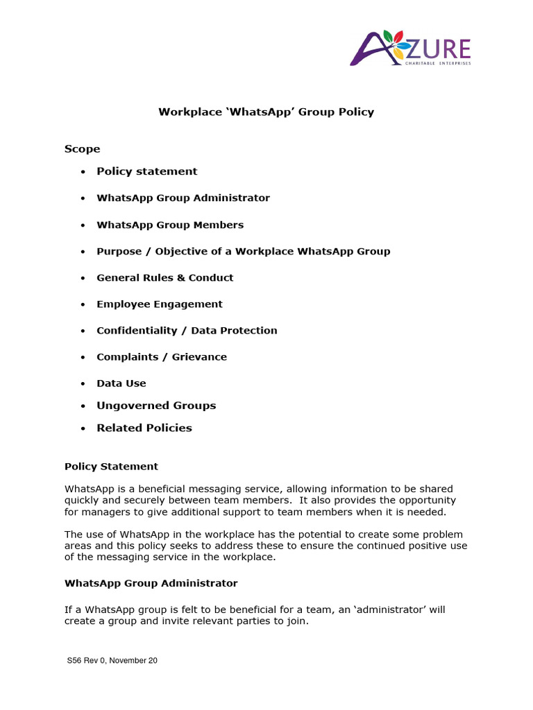 s56 Whatsapp Policy | PDF | Confidentiality | Information Privacy