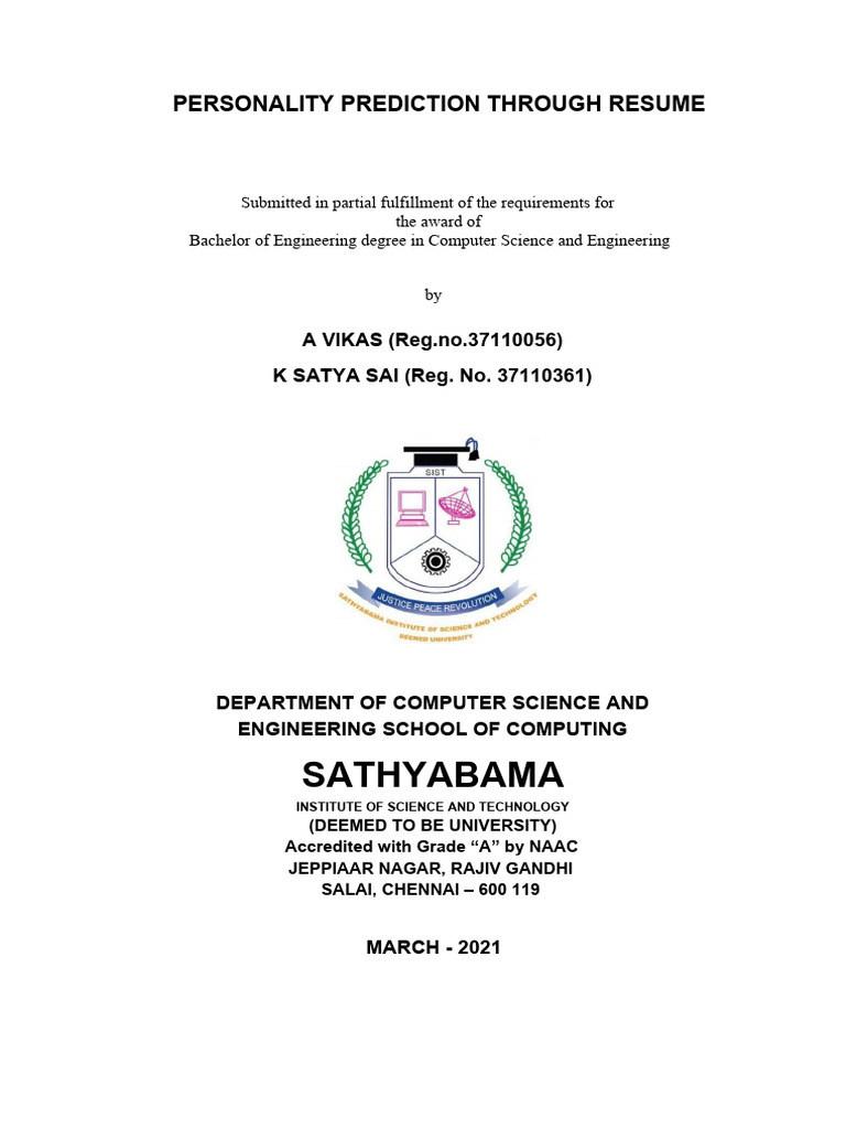 Personality Prediction System ThroughCV Analysis | PDF | Support Vector ...