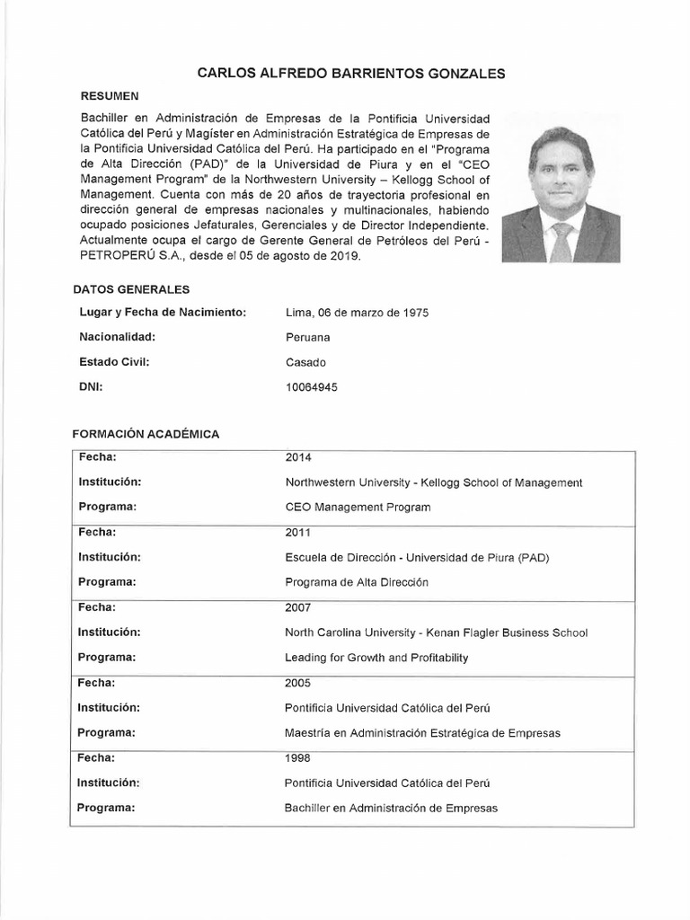 CV Carlos Barrientos Gonzales | PDF